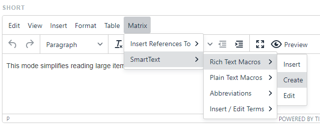 Smart Text / Text Macros / Terms and Abbreviations